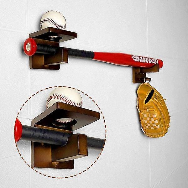 3-in-1 Baseball Bat, Softball, and Glove Wall Mount Rack - Solid Wood ...