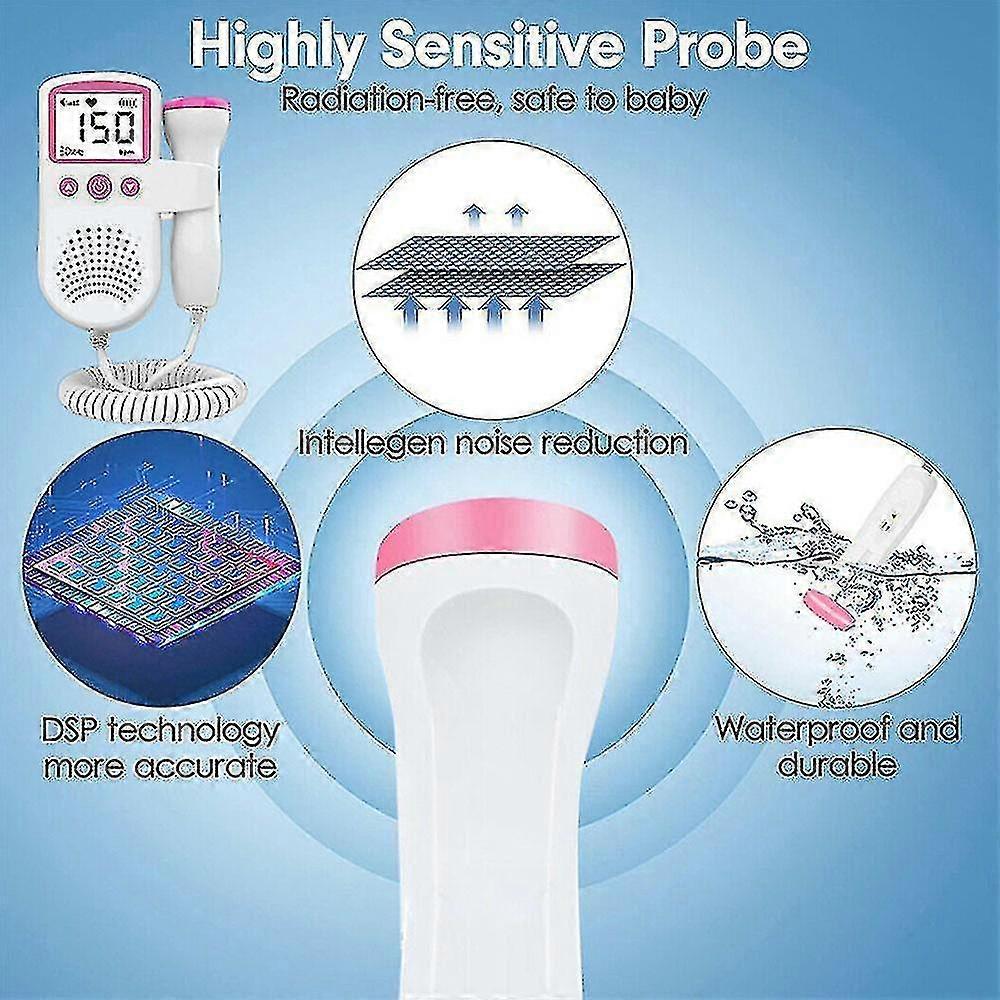 Ultrasonic Fetal Doppler Detect Beat Rate Probe Mon | Fruugo UK