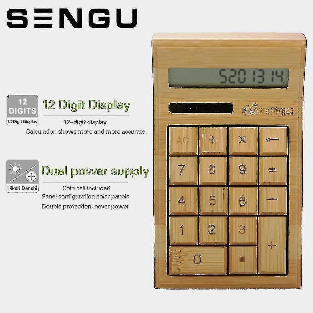 Bamboo Wooden Solar Calculators Standard Function Desktop Calculator ...