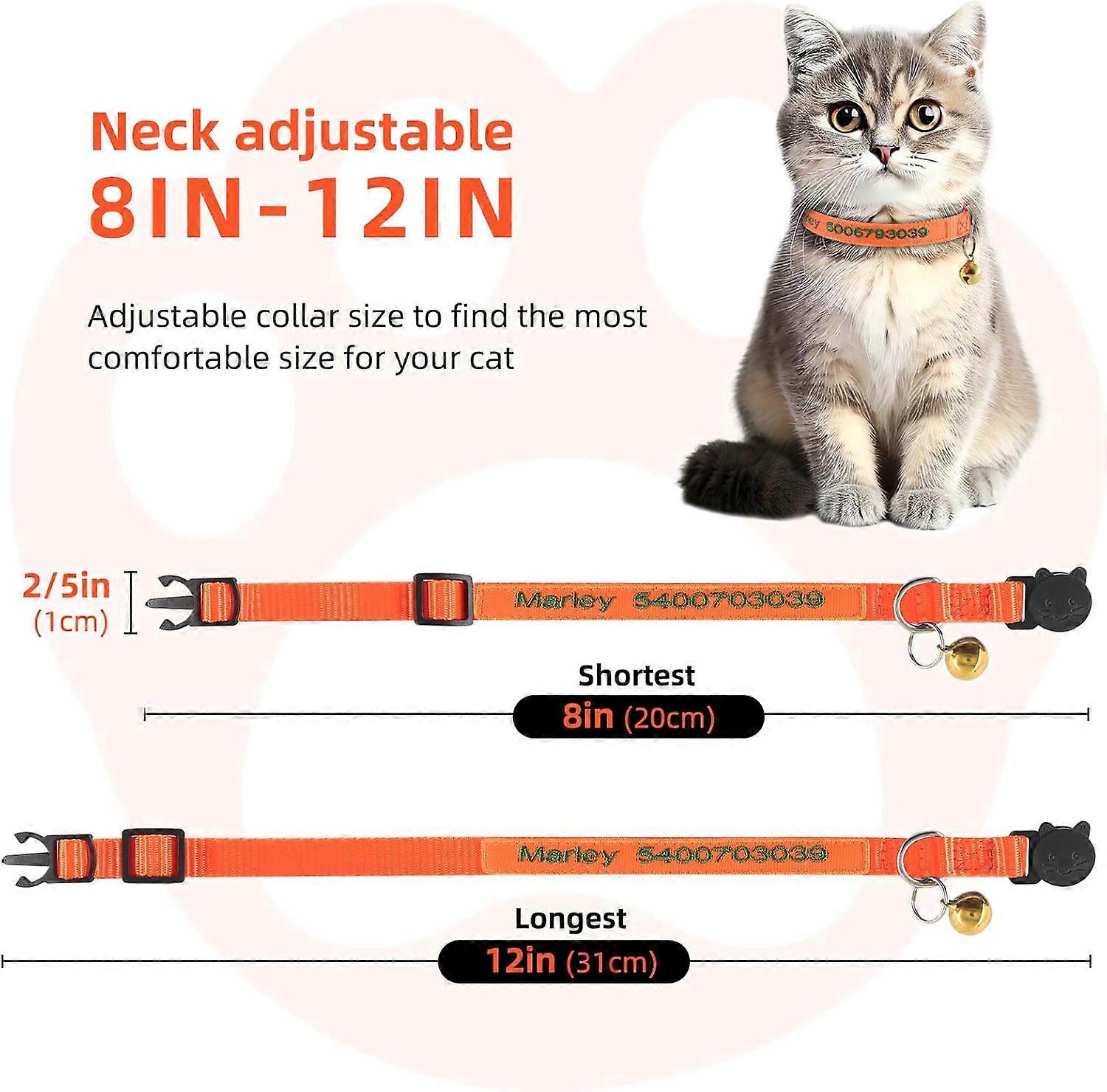 Personalized Cat Collars 7 Pack Set Pet Collar with Name Custom ...