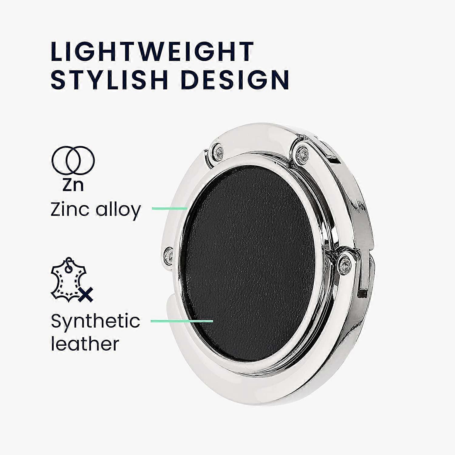 Handbag Hook - Zinc And Faux Leather Foldable Hook - Bag Holder For ...