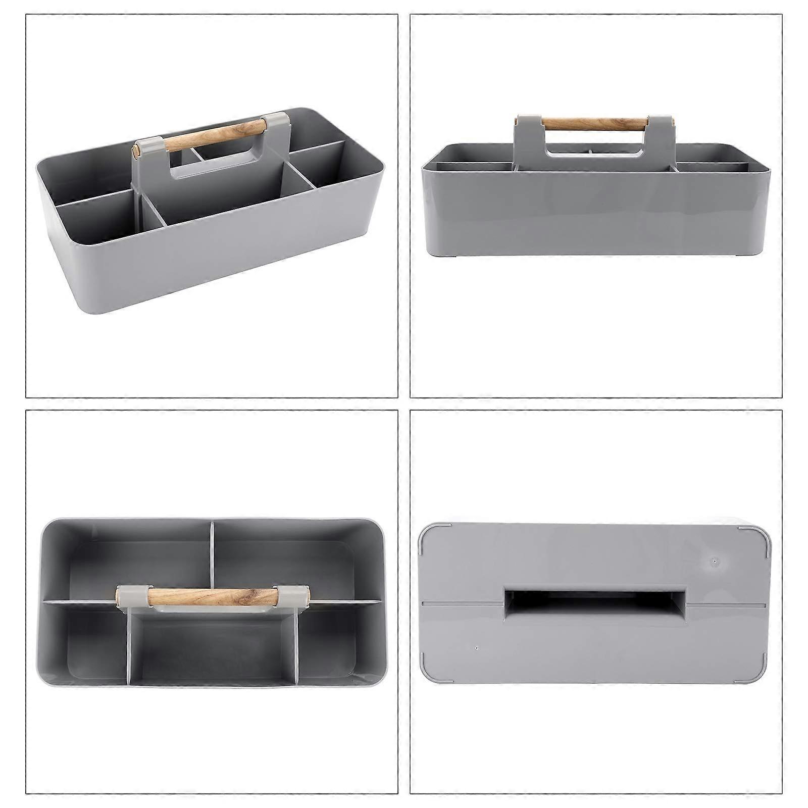 Rectangular Stackable Desktop Storage Organizer Tote Divided Basket Bin ...