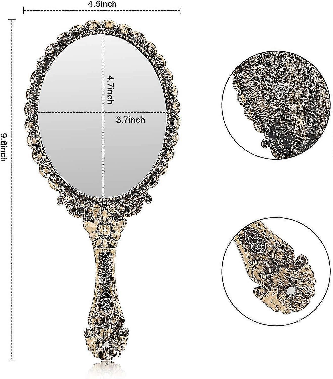 Vintage Handheld Mirror Portable Embossed Flower Mirror Hand Held ...
