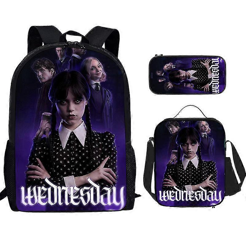 3pcs/set Wednesday Addams Figure Kids Backpack Printed Kindergarten ...