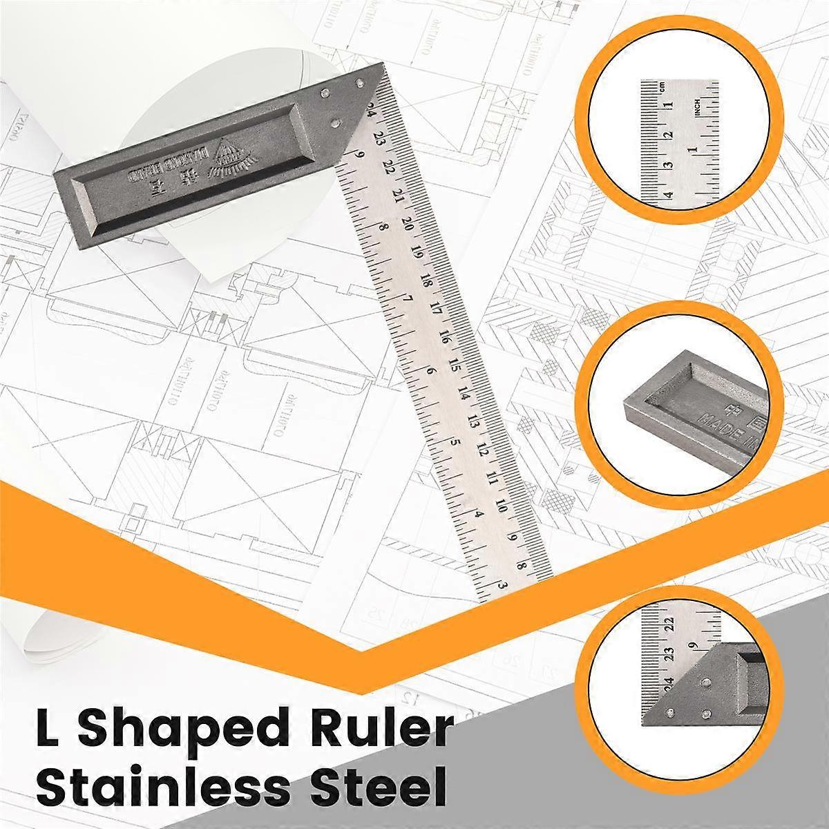 90 Degree 25cm Length Stainless Steel L-Square Angle Ruler | Fruugo UK