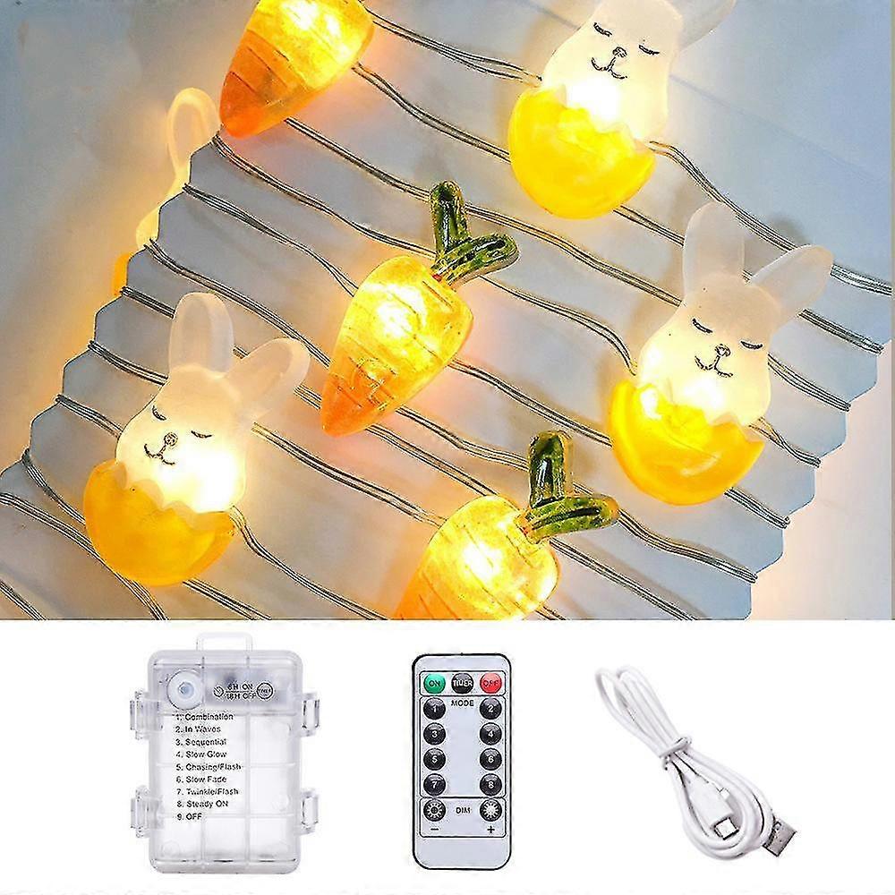 Wielkanocne lampki dekoracyjne Królik LED String Lights Zasilany ...