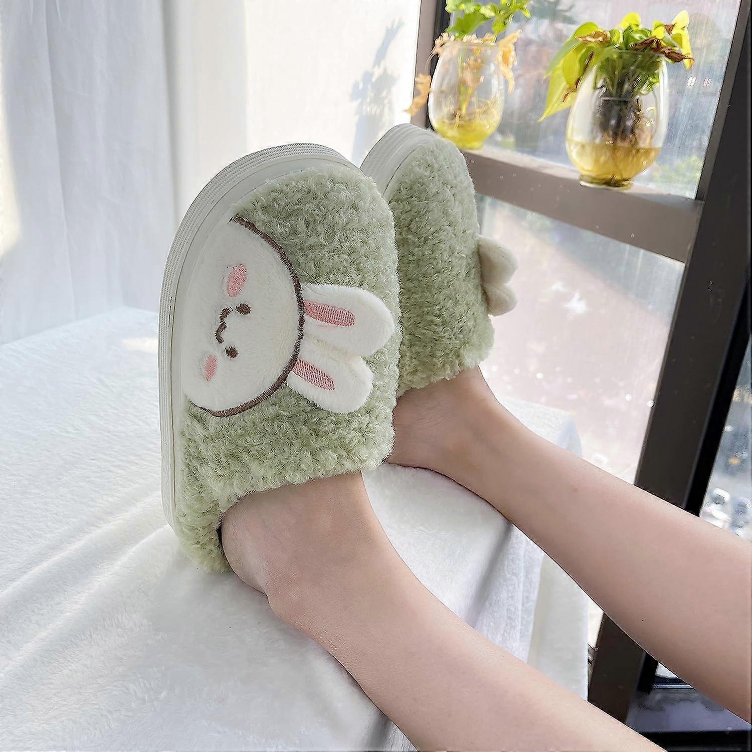 Bunny Slippers Cute Slippers for Women Faux Fur Fluffy Slippers for ...