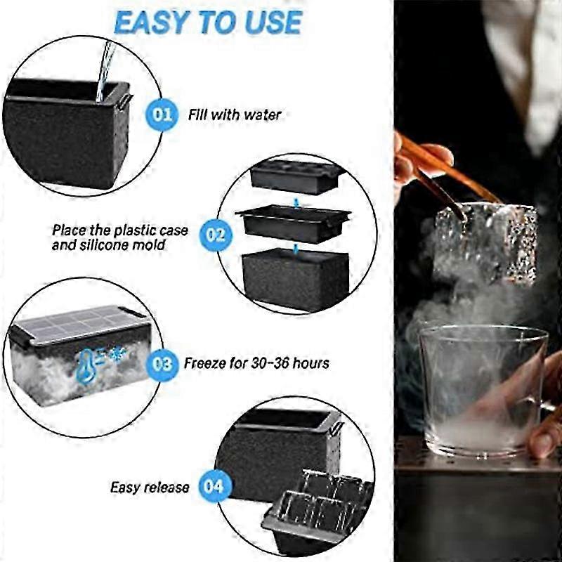 Clear Ice Maker for Cocktails - 8 Large Square Ice Cubes, Crystal Clear ...