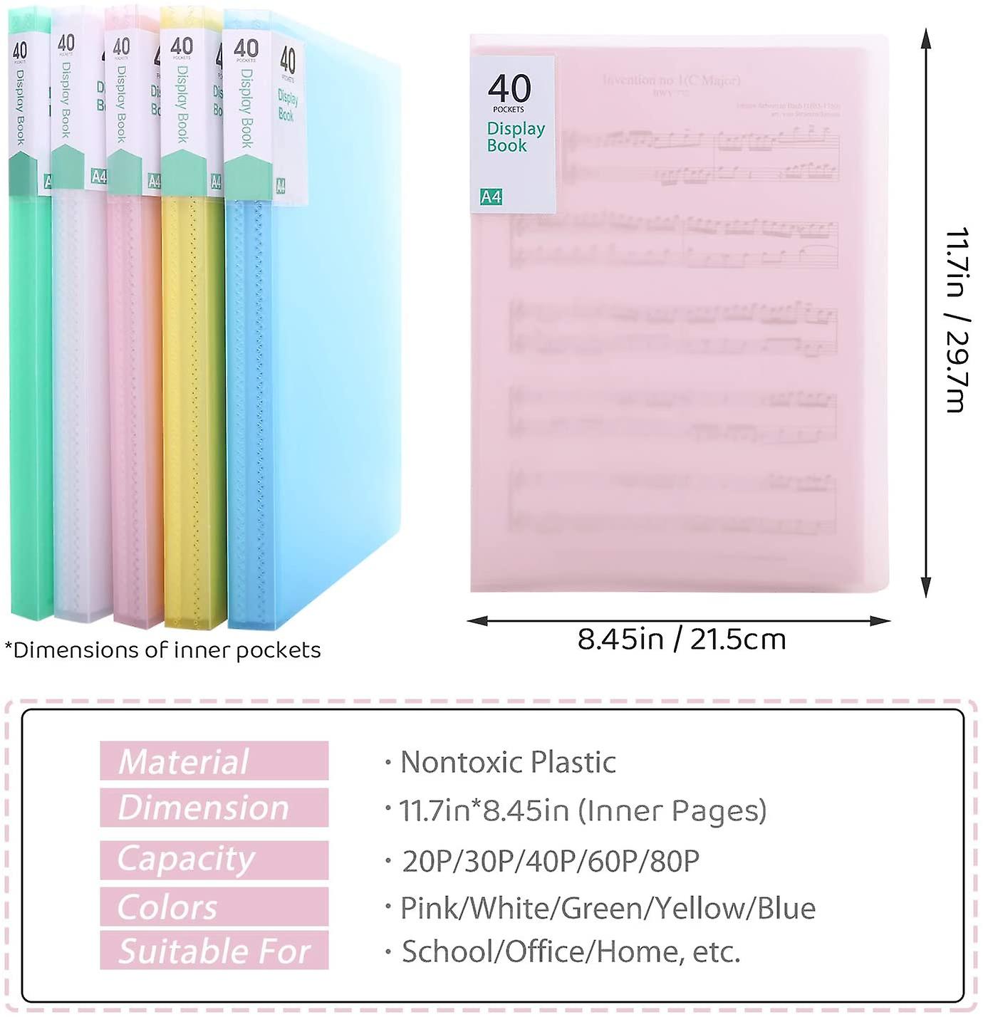 40 Pockets Plastic Presentation Book Portfolio Folder File Folder Clear ...