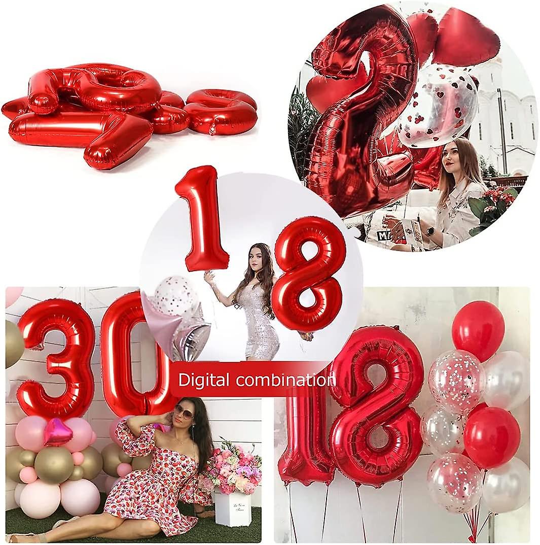 30 Globos de Número Rojo Grande Gigante Jumbo Número 30 Globos de Mylar ...