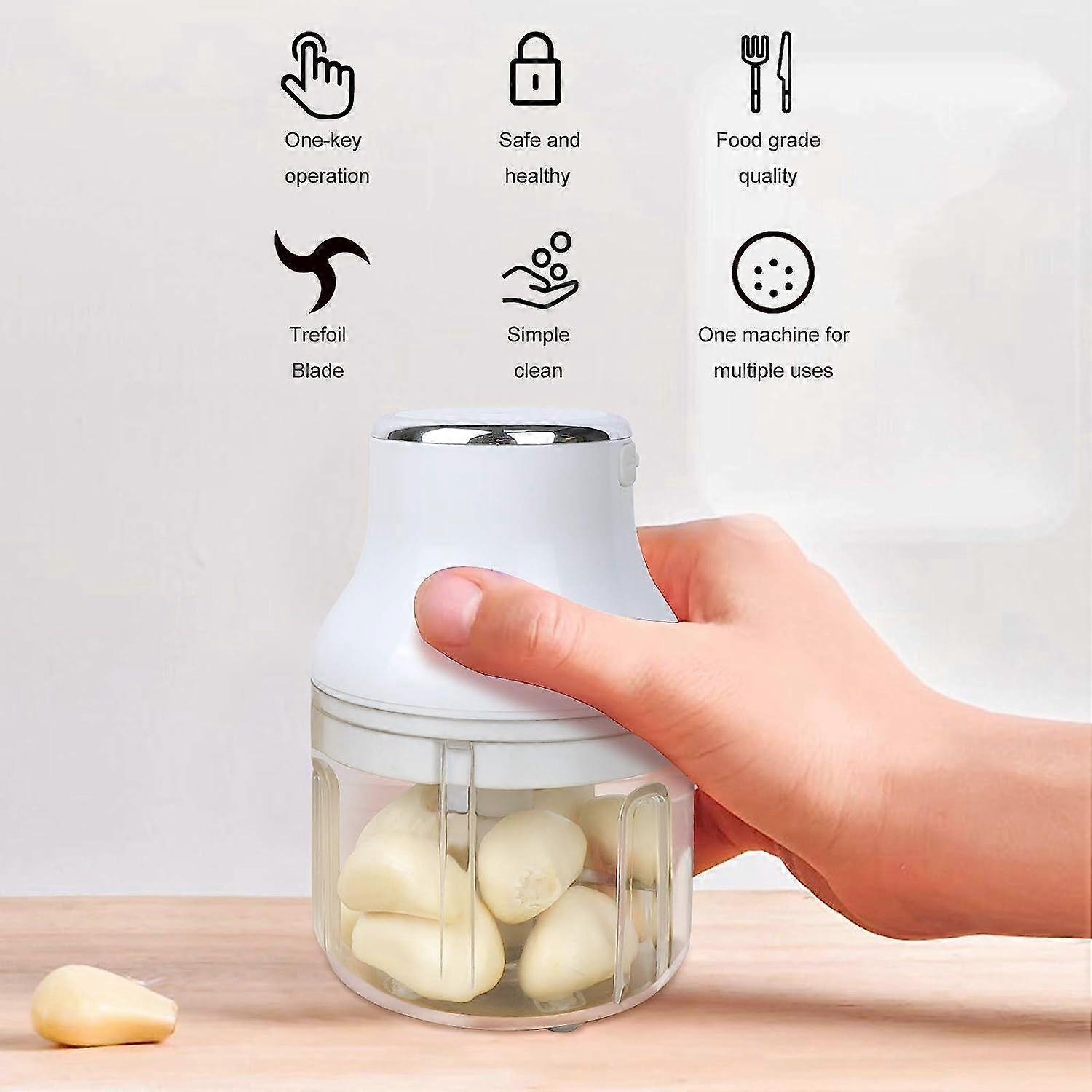 Kitchen Electric Garlic Press 250 ml Portable Vegetable Cutter ...