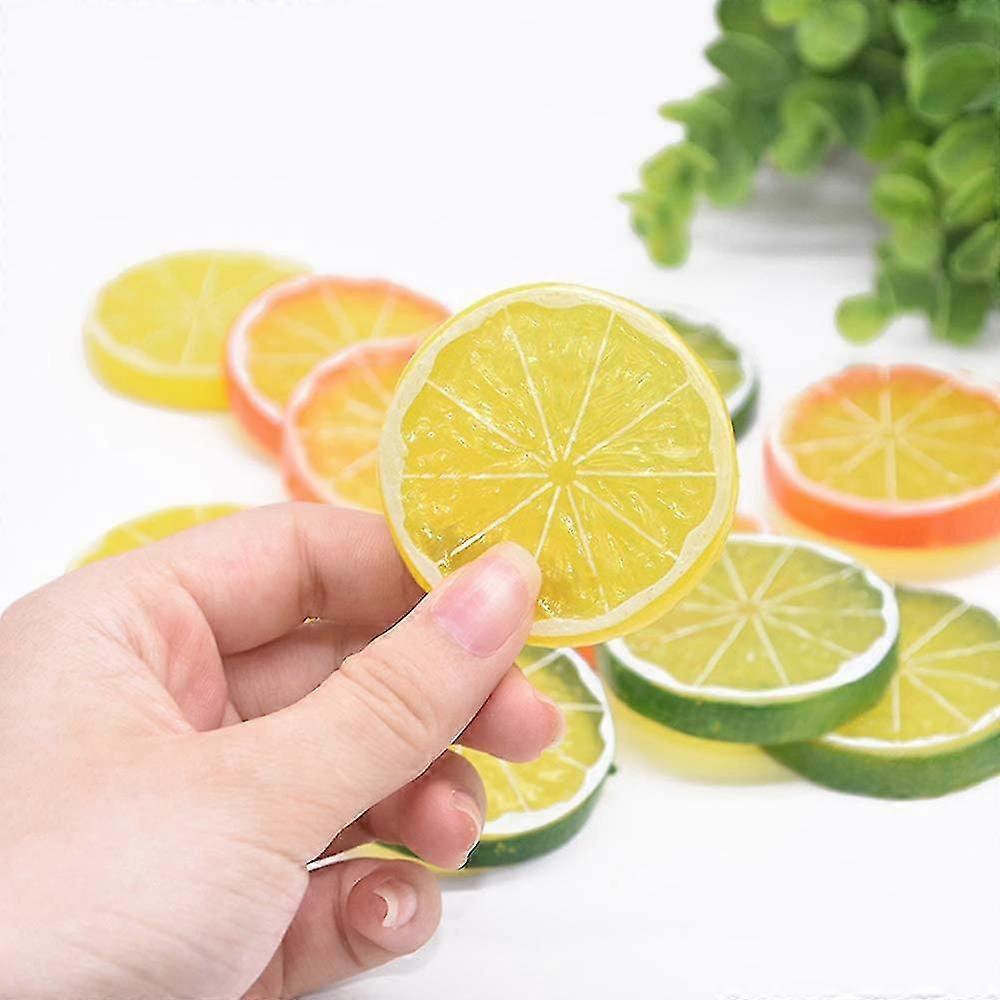 30 Pieces Artificial Plastic Lemon Slices Realistic Simulation Lemon ...