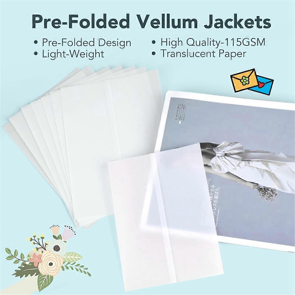 240Pcs Pre-Folded Vellum Paper, Printable Vellum Jackets Translucent ...
