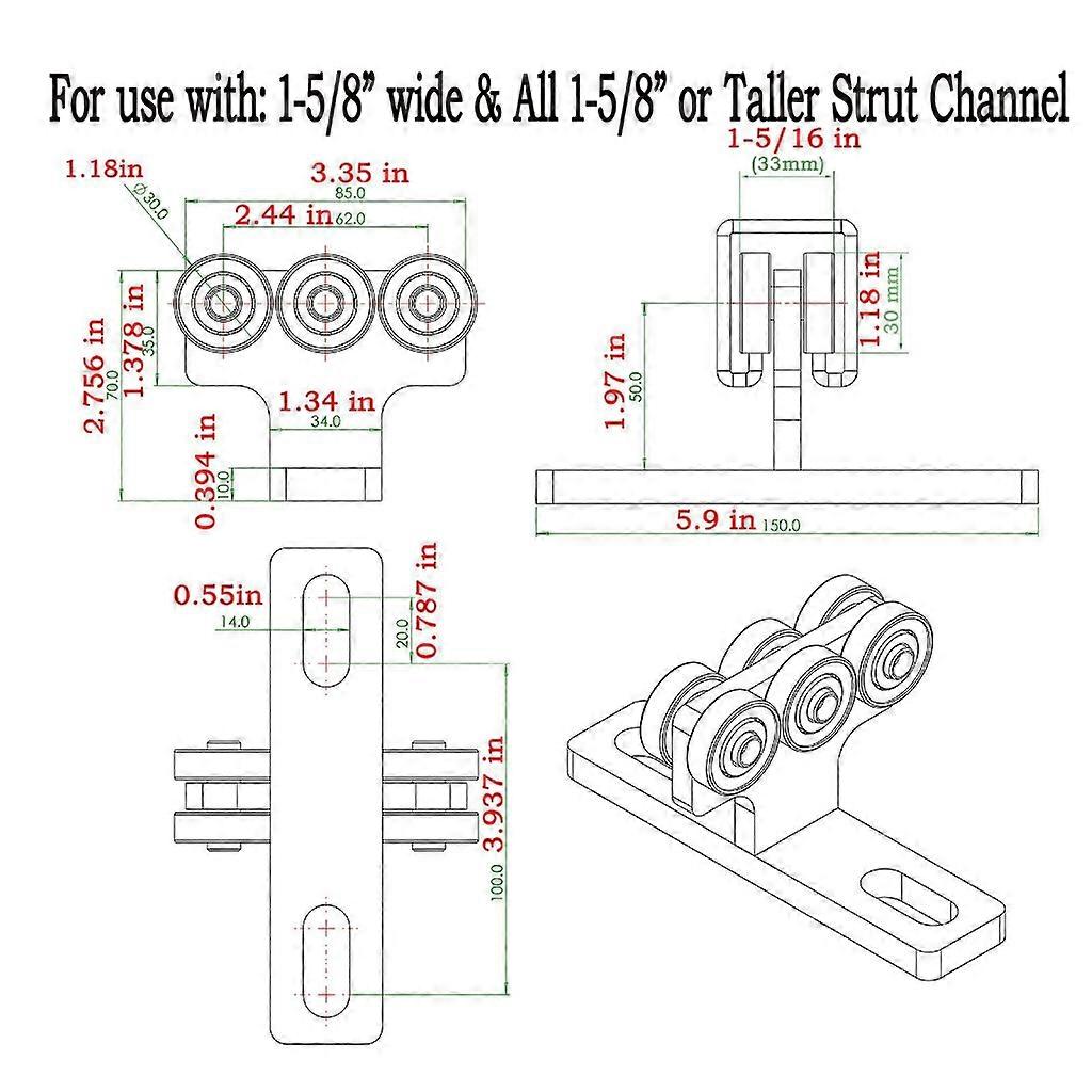 Heavy Duty Pulley Slider Wheel Trolley Assembly Smooth and Quiet ...