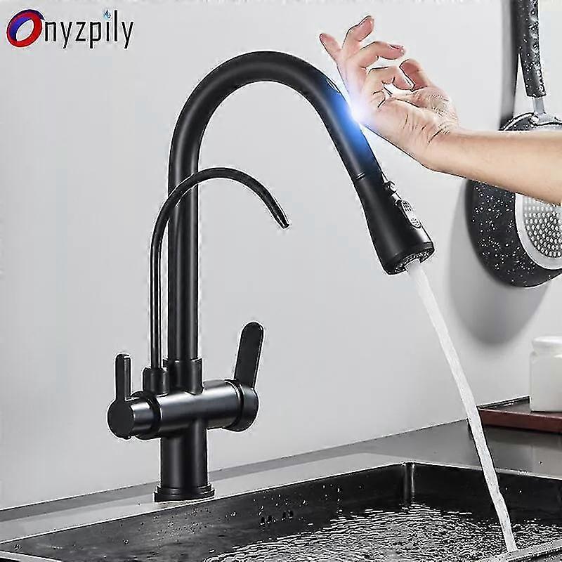 Exquisite Onyzpily Black Touch Sensor Kitchen Faucet Pull Out Sink ...