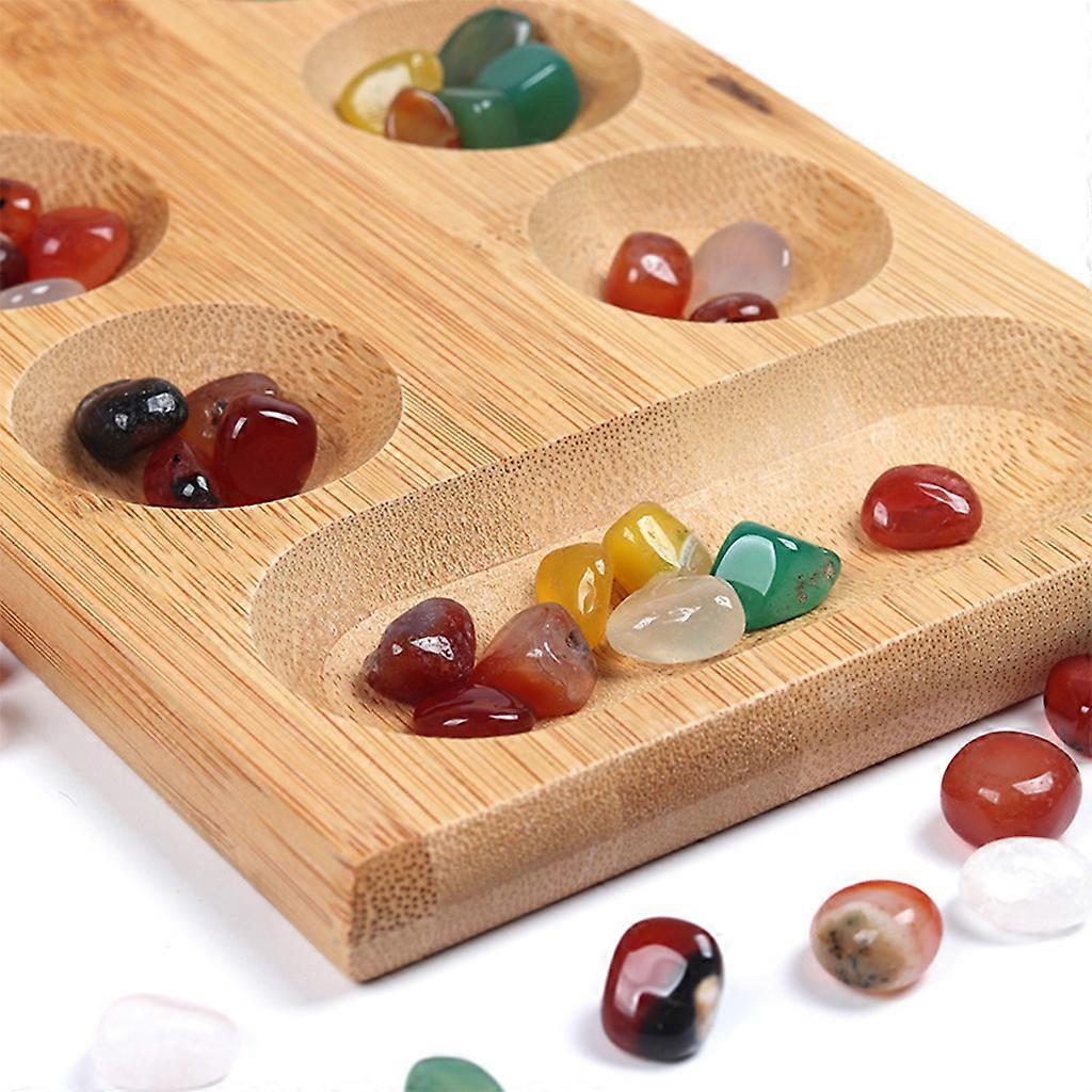 Africa Mancala Board Game with Colorful Natural Stones Pebbles Folding ...
