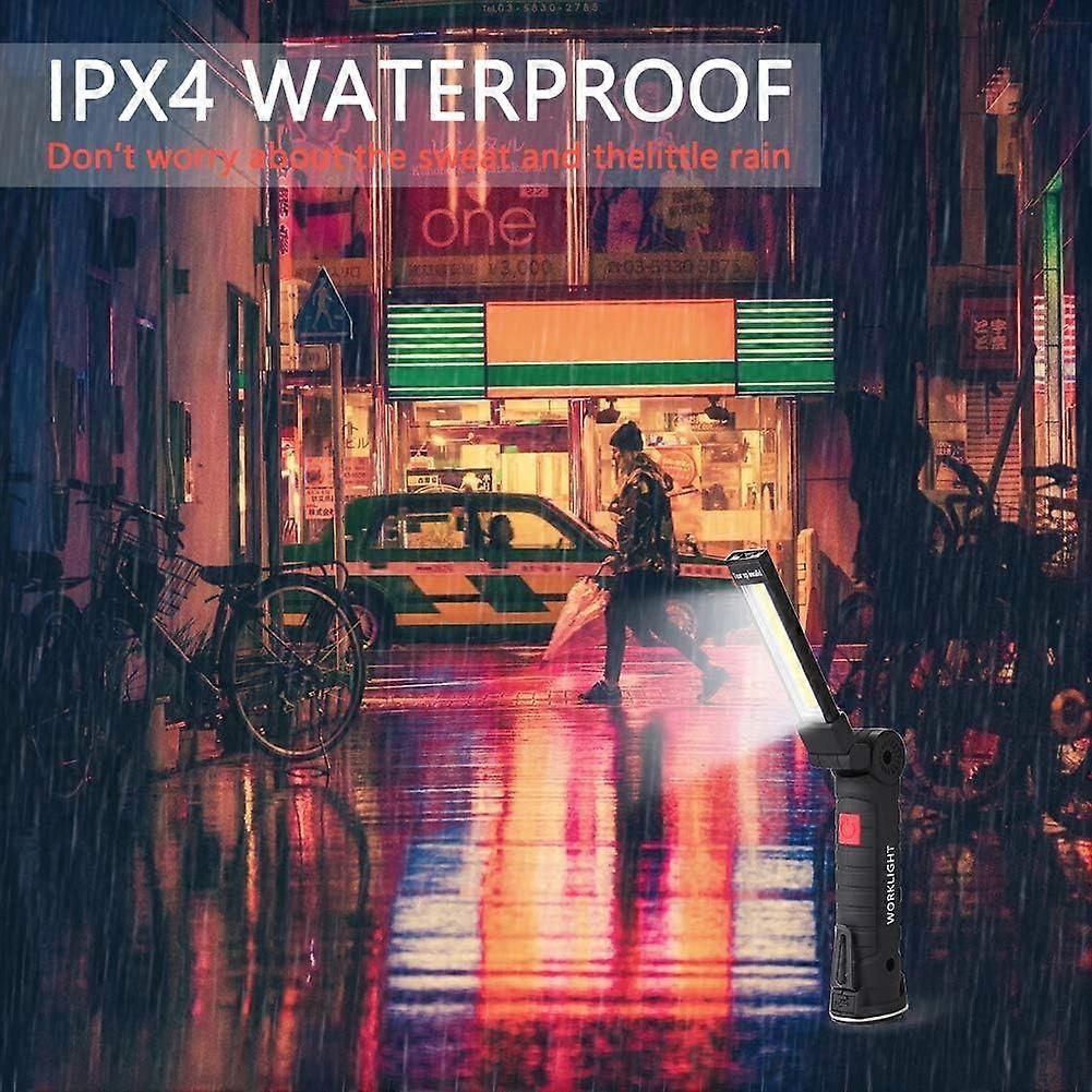 LED torch, 2 pack of rechargeable work lights, work light with magnetic ...