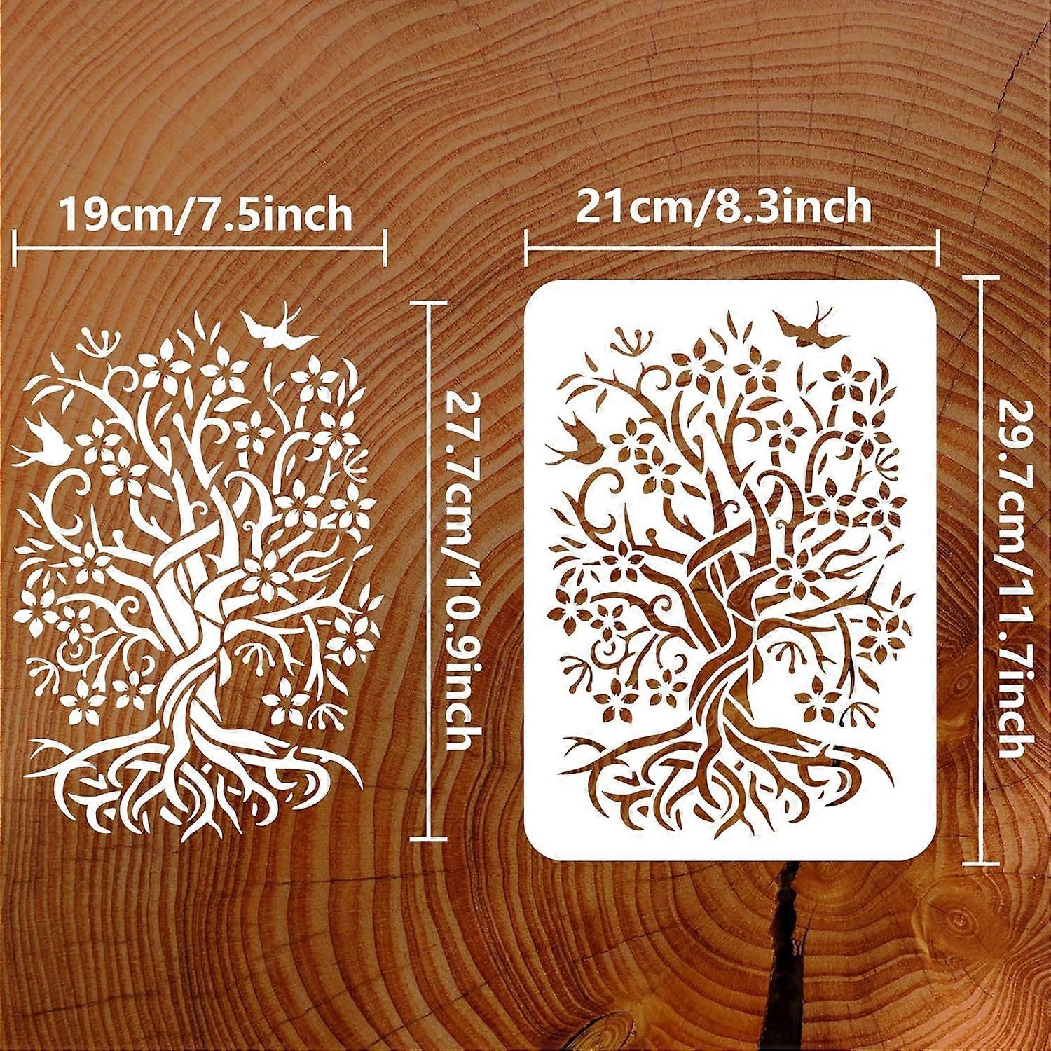 Flower Tree of Life Painting Stencil 8.3x11.7inch Reusable Floral Life ...