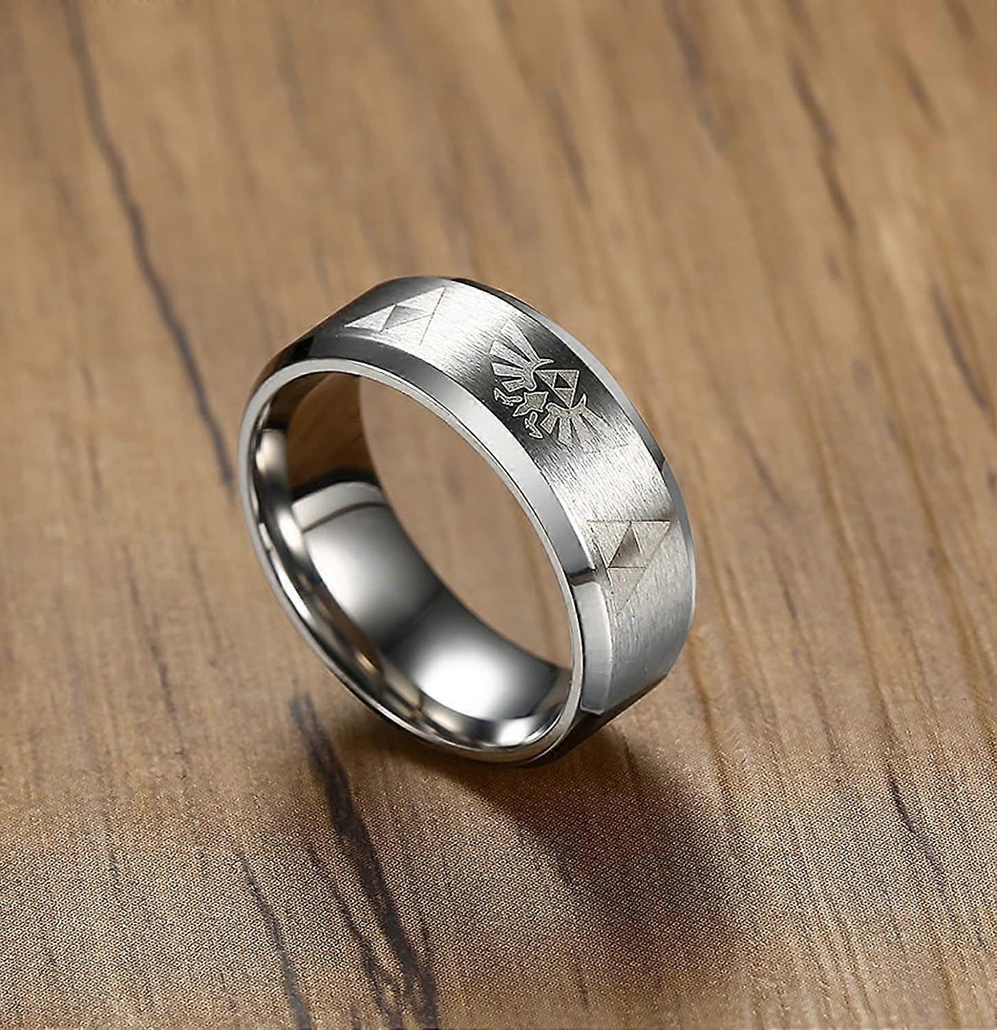 UBIUO 8mm The Legend of Zelda Triforce Ring, Stainless Steel Matte ...