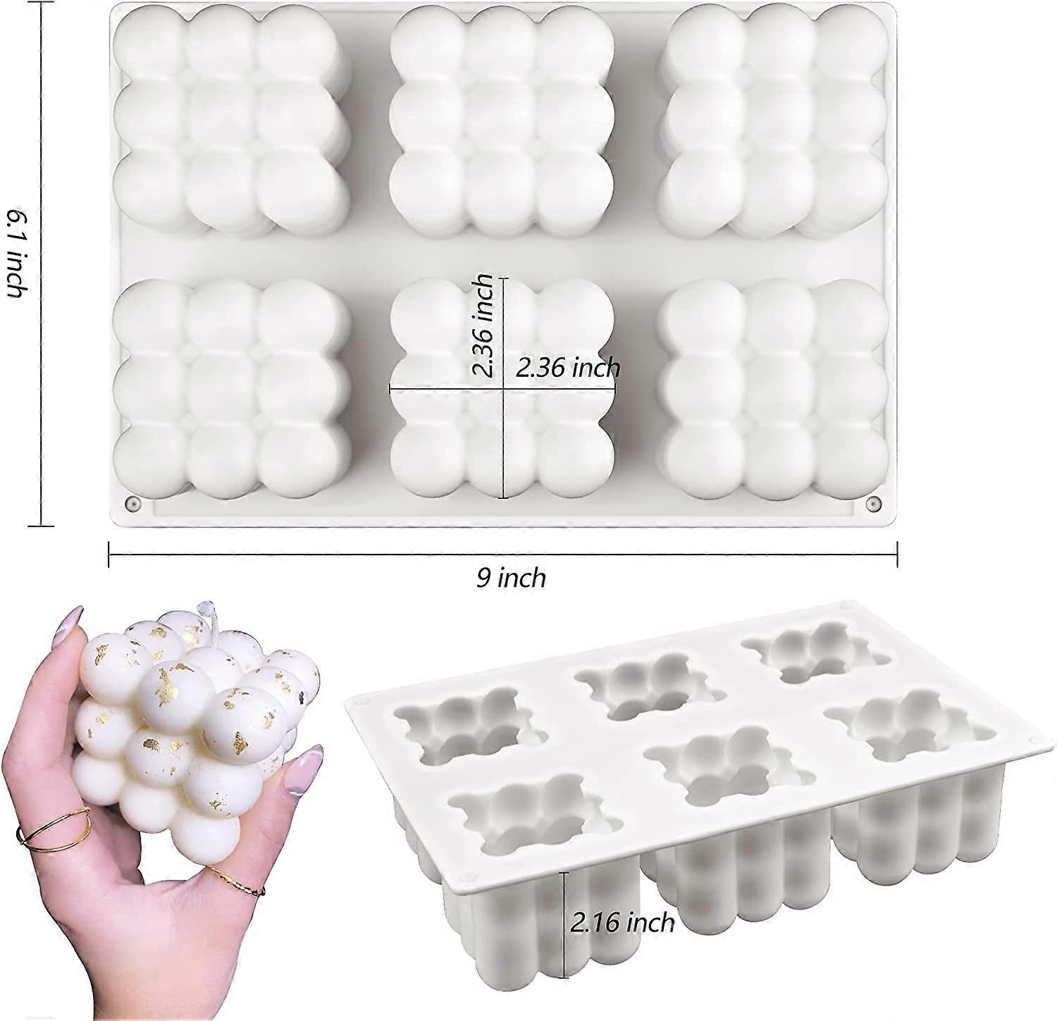 3D Bubble Candle Molds - 6 Cavity Bubble Cube Silicone Mold for Candles Soap Making, Bubble Cake ...