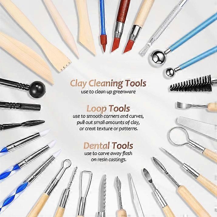 Pottery Clay Sculpting Tools 43Pcs Double Sided Ceramic Clay Carving Tool Set with Carrying Case ...