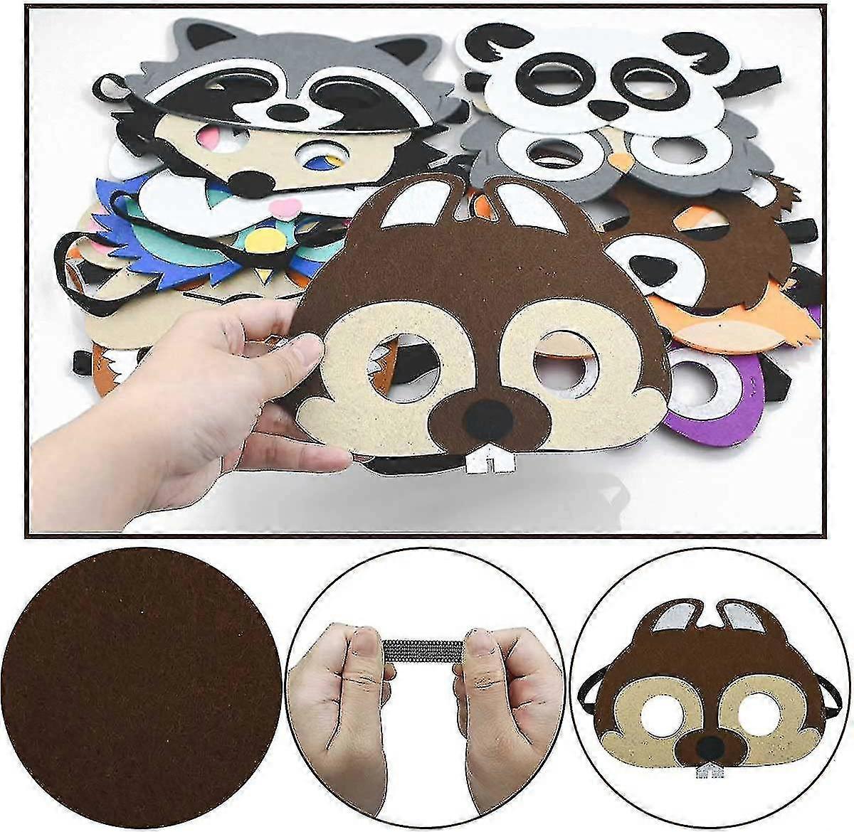 12 Piece Animal Felt Masks Animals Costume Party Favors For Kids Jungle ...