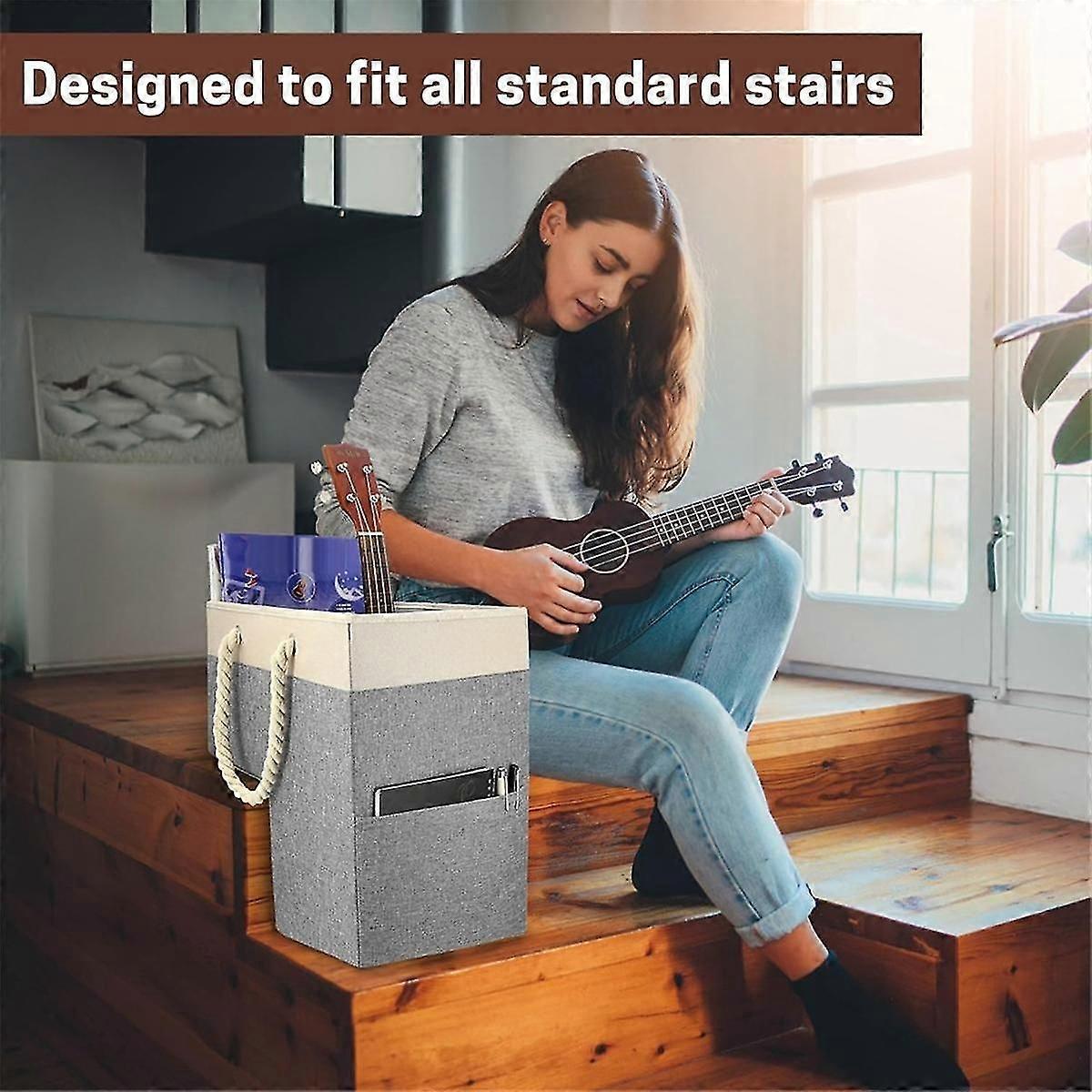 Stair Basket For Stairs,foldable Staircase Basket With Thick Cotton ...