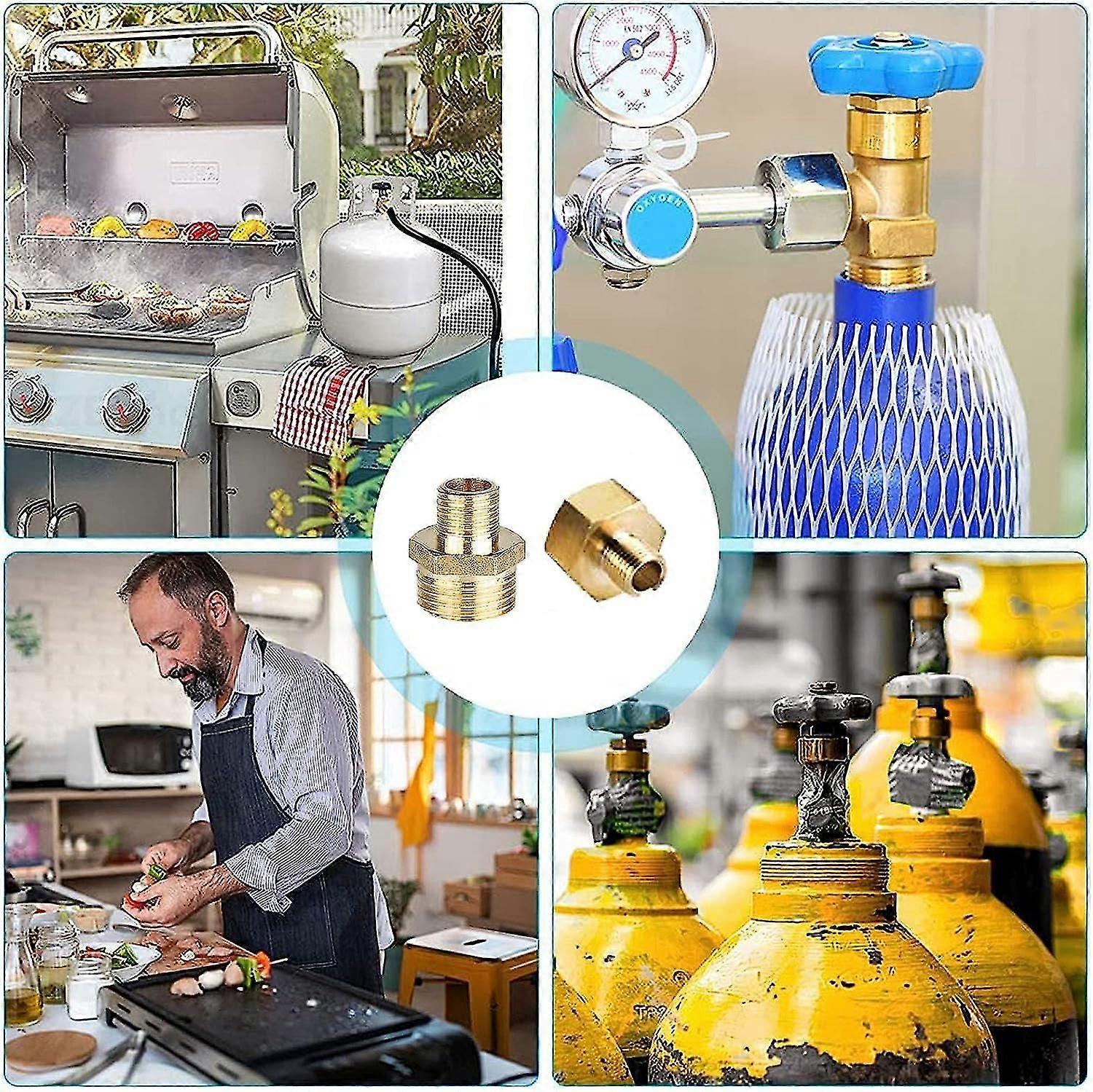 Gas Adapter Set Gas Hose Connector 1/2 To 1/4 Brass Gas Stove Adapter ...