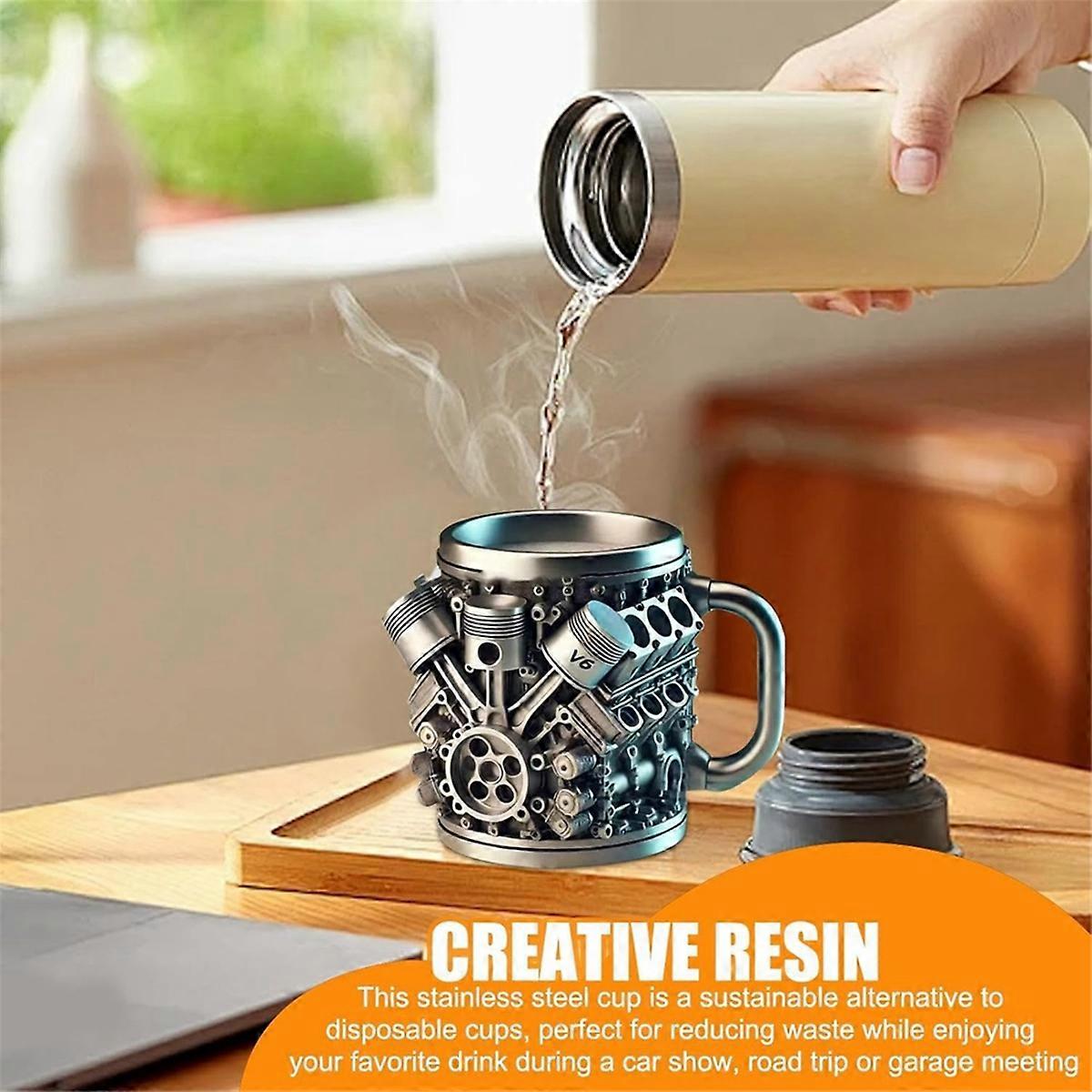 2PCS V6 & V8 Engine Coffee Mug, Car Engine Coffee Cup with Insulated ...