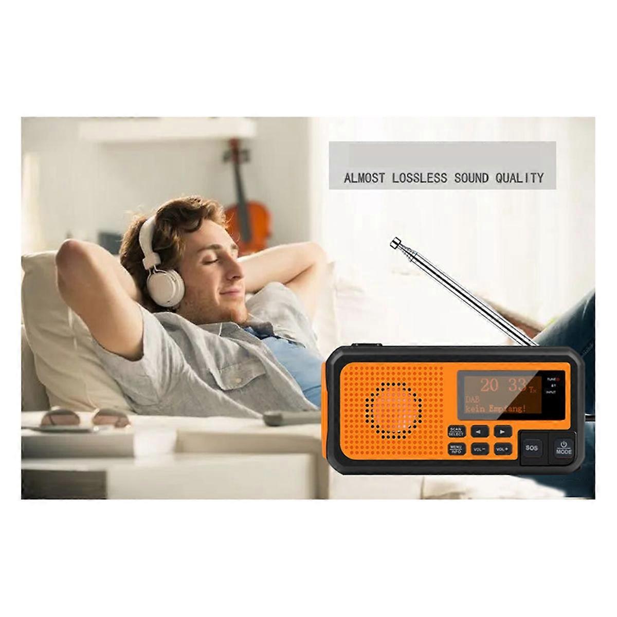 DAB373BT Crank Radio +FM BT Emergency Radio with 5000 MAh Battery Solar ...