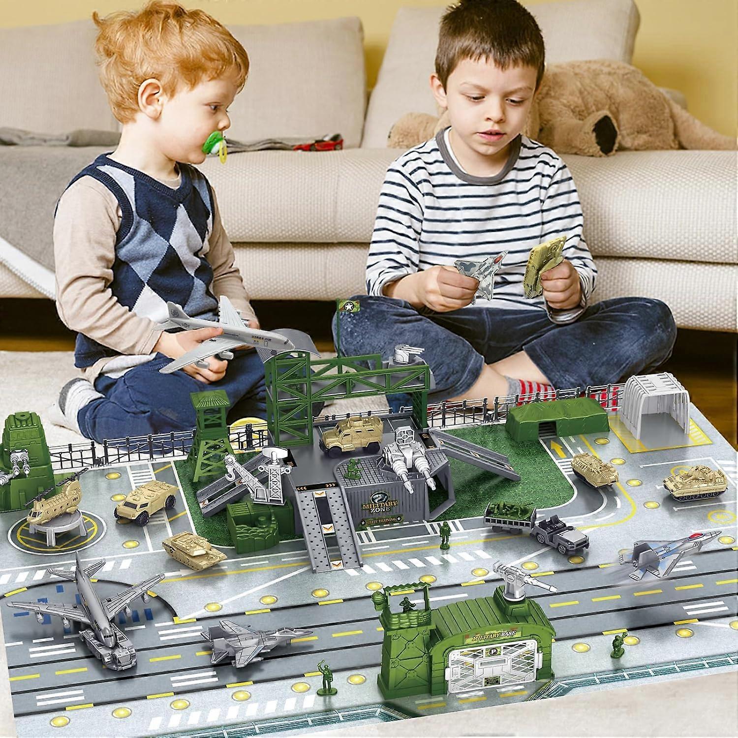 Kids Army Toy Military Base Playset with Tank, Airplane, Helicopter ...