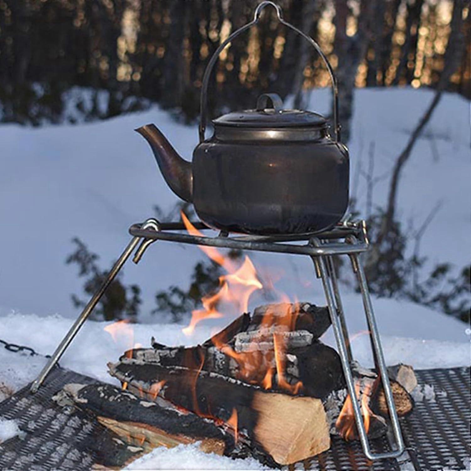 Folding Campfire Stand Stainless Steel Tripod Cooking Rack for Outdoor ...