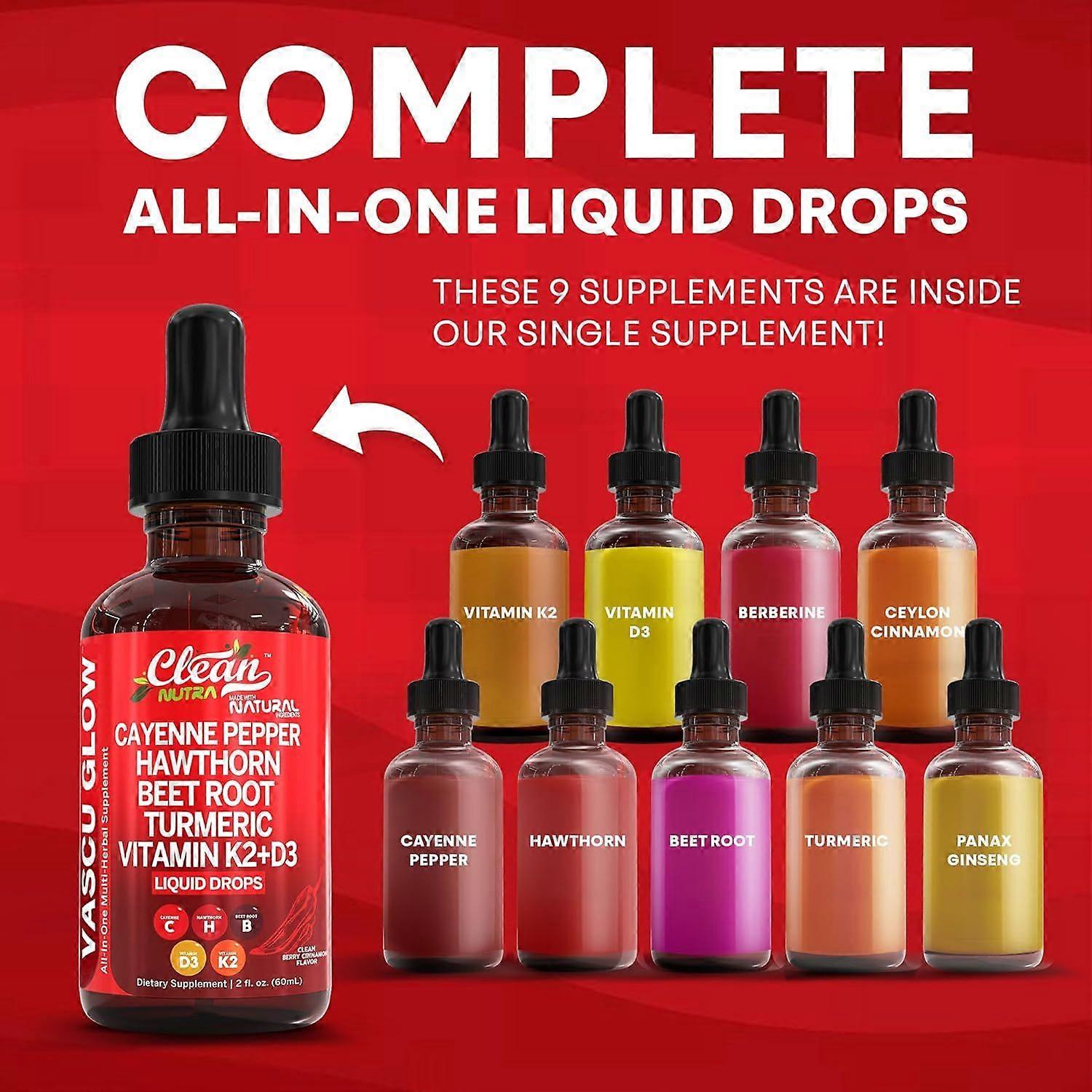 Clean Nutra Cayenne Pepper Drops Supplement Liquid + Hawthorn Berry ...