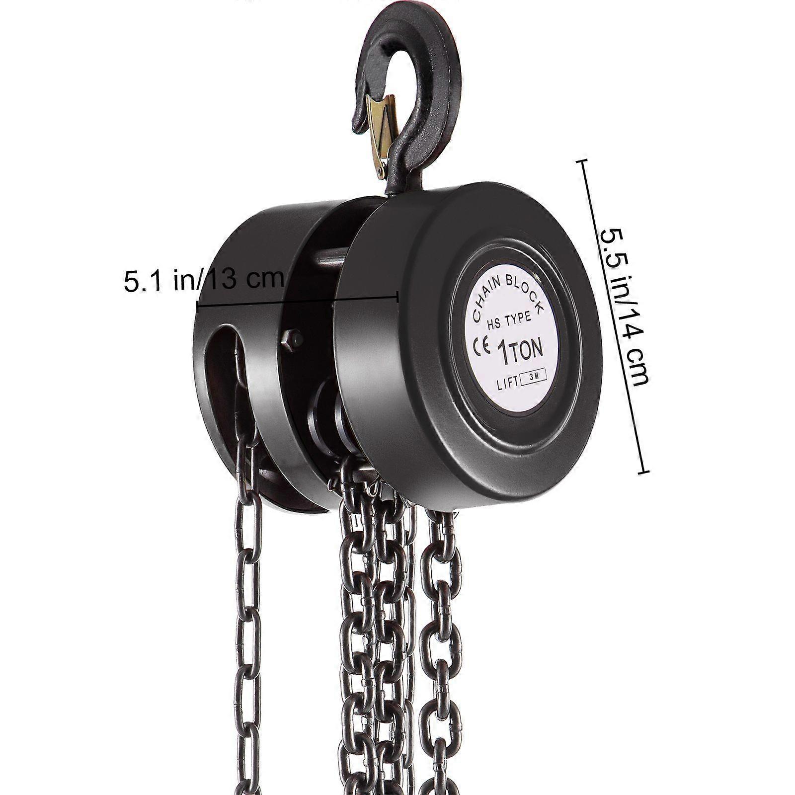 Hand Chain Hoist, 2200 lbs /1 Ton Capacity Chain Block,10ft/3m Lift ...