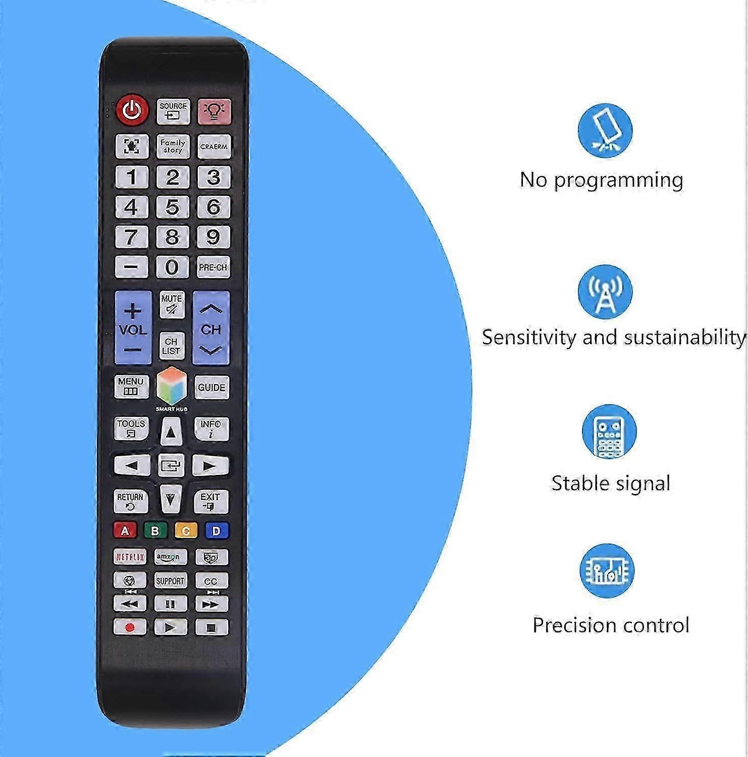 Samsung Backlit TV Remote Control Replacement for All Samsung LED Smart ...
