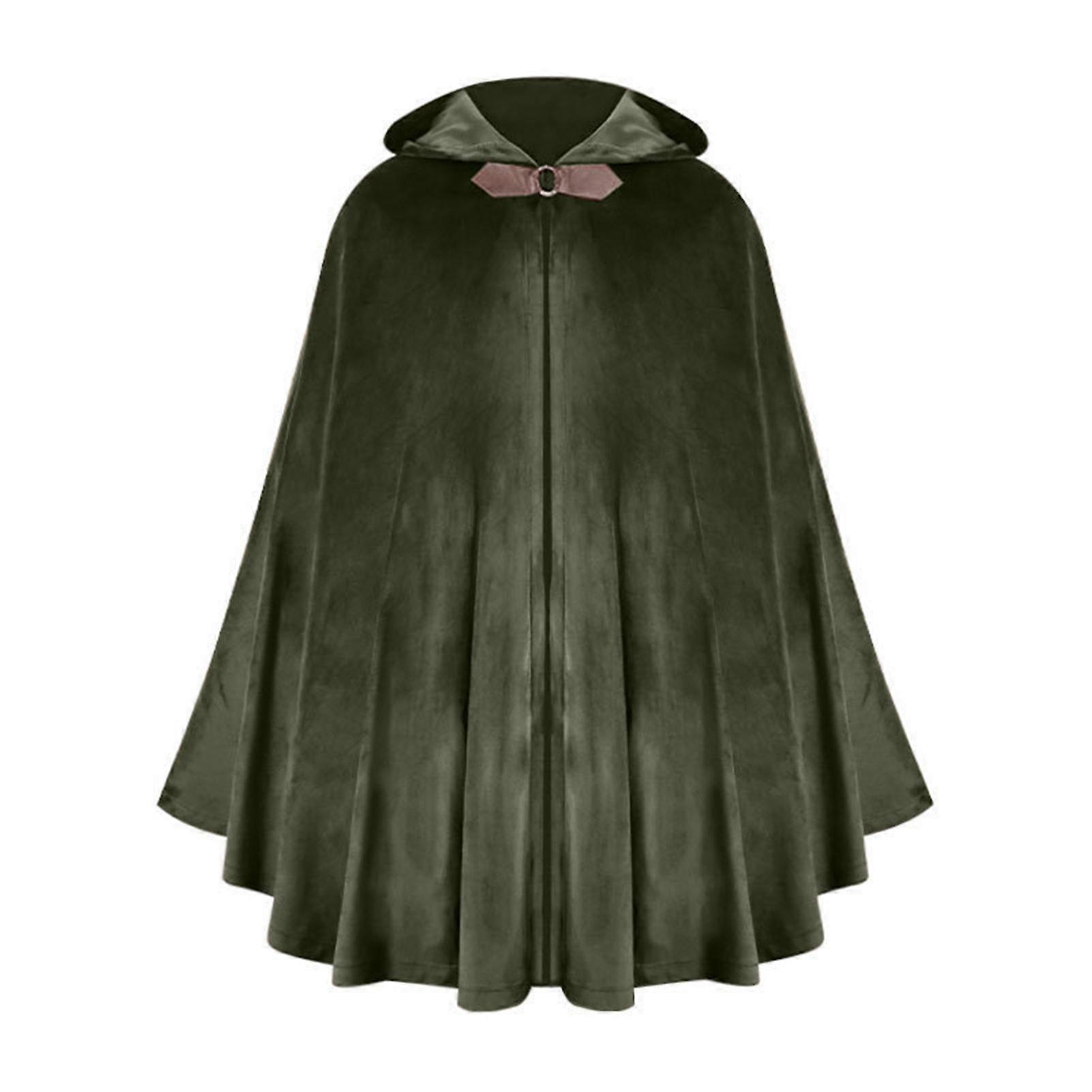 Jikaix Hooded Velvet Cloak Metal Ring Decoration Retro Style Halloween ...