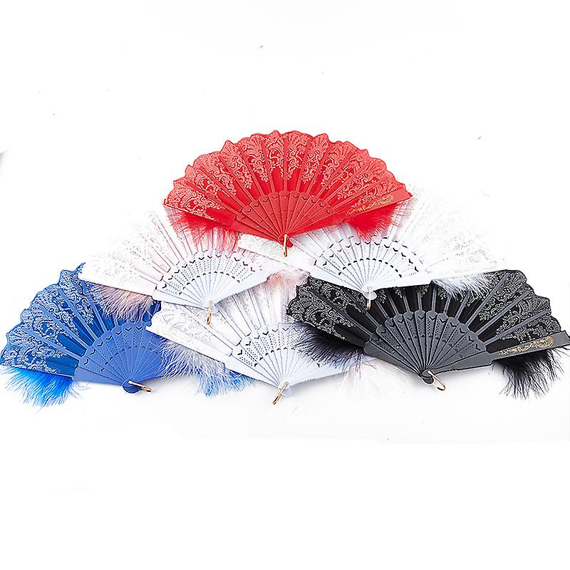 Feather Folding Fan Sweet Fairy Girl Dark Gothic Court Dance Hand Fan ...