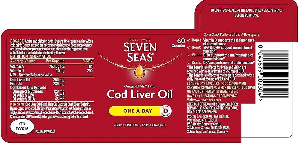 Seven Seas Omega-3 Fish Oil Plus Cod Liver Oil One A Day Capsules ...