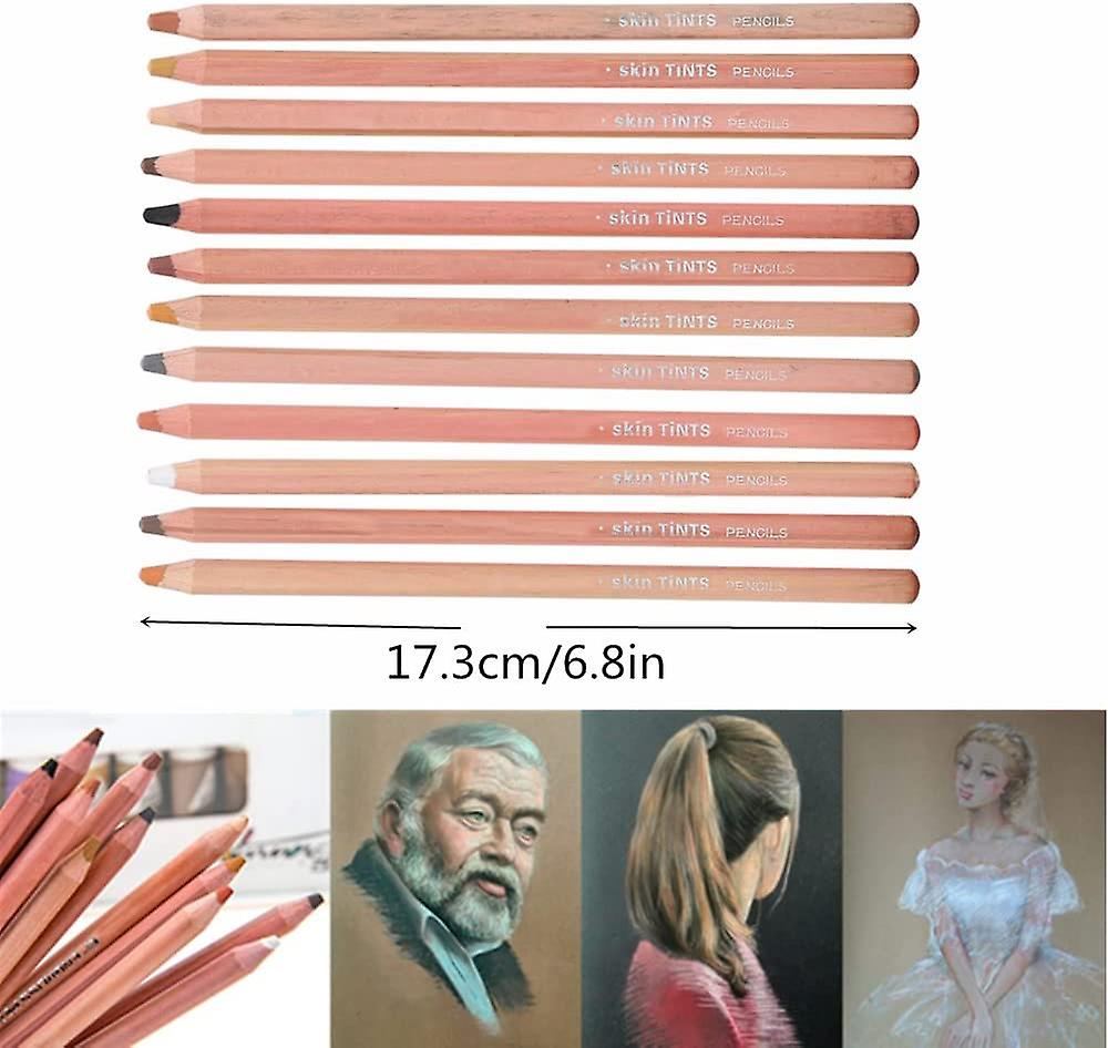 12 Skin Tone Pastel Pencils, Set of 12 Colored Pencils from Light to ...