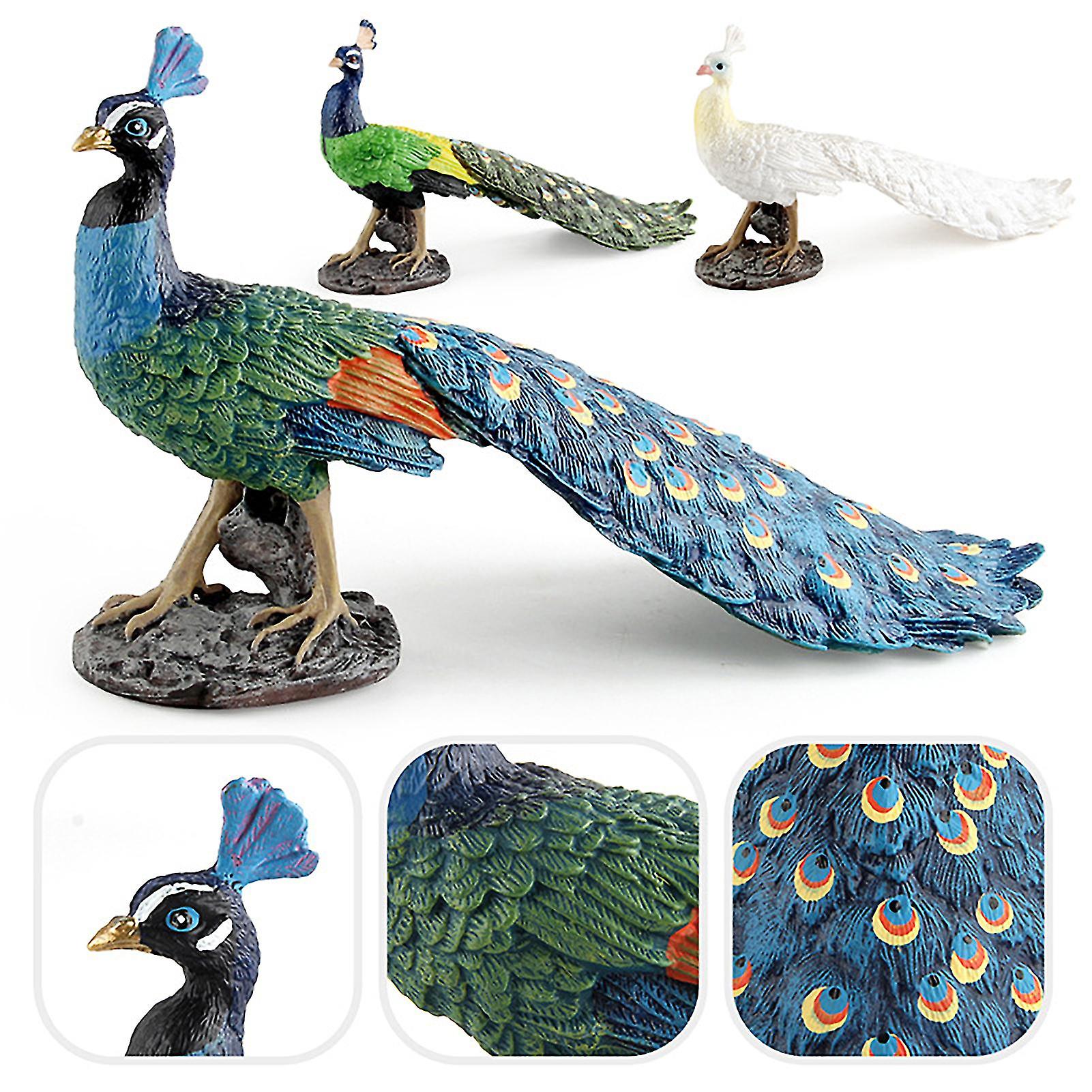 Peacock Figurine 3d Lovely Simulated Feather Animal Solid Model ...