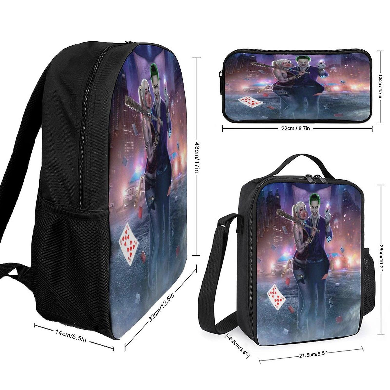 Joker Harley Quinn Backpack Set Cartoon Backpacks with Pencil Case ...