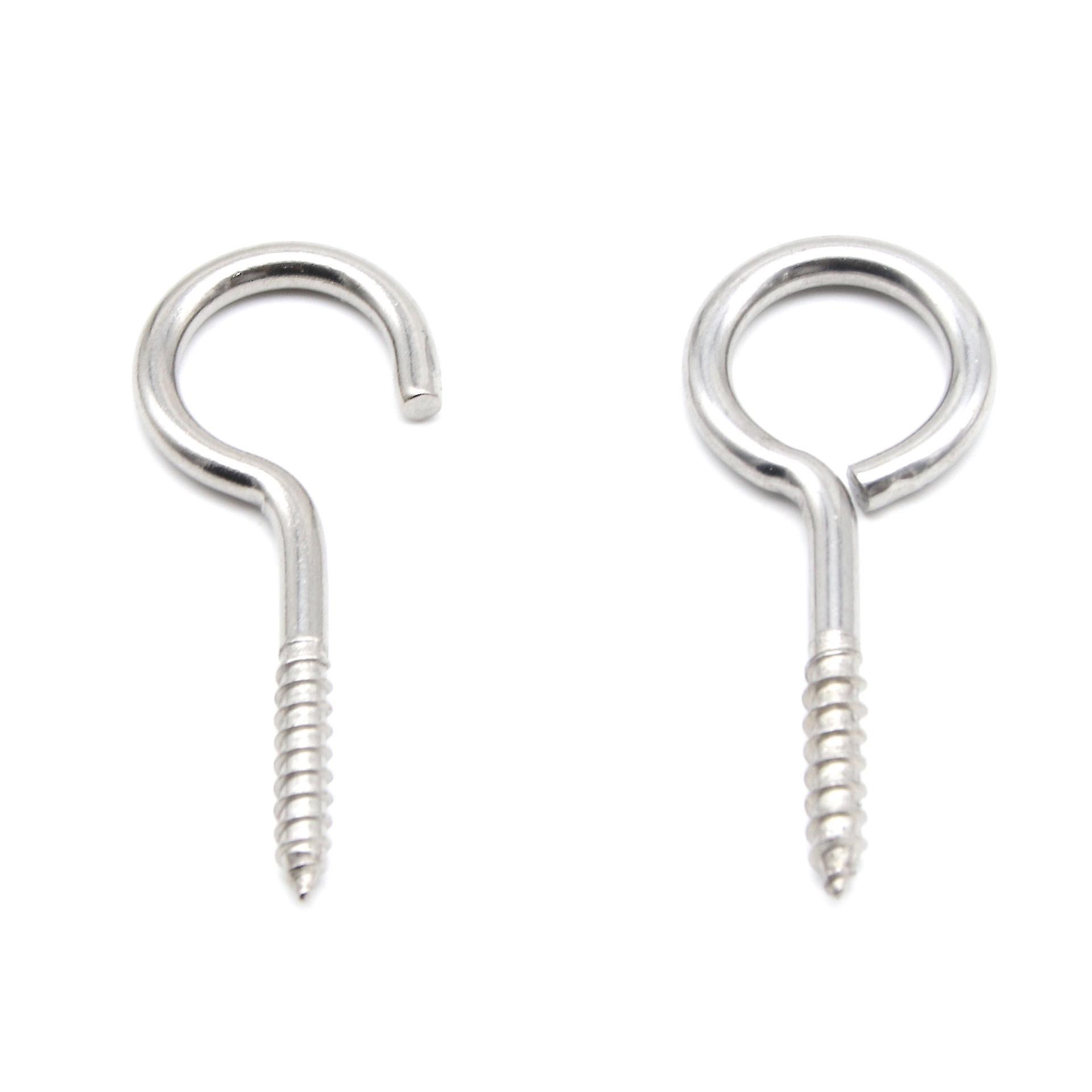 30 Pcs Stainless Steel (304) Screw-in Hooks 3 Sizes 40mm 50mm 65mm ...