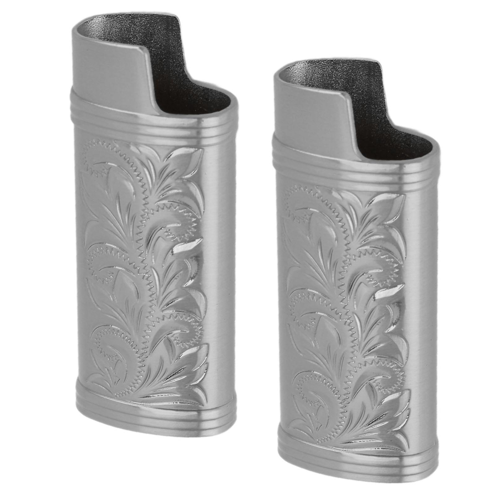 Retro Lighter Case 2pcs Compact Zinc Alloy Protective Cover with 3D ...