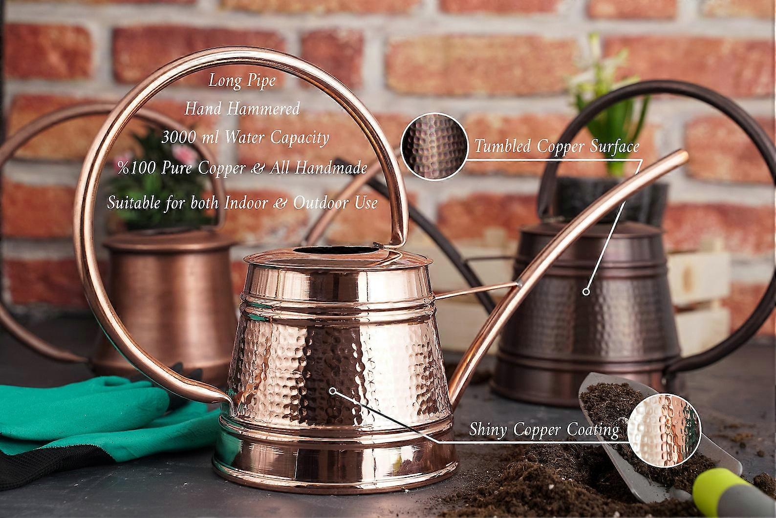 Solid Copper Watering Can For Garden | Handmade Copper Planter Vessel ...