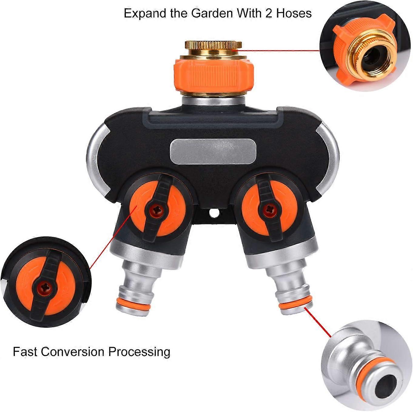 2-way distributor, garden hose pipe splitter, 3/4" and 1/2" water ...