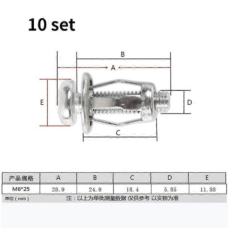 10set M5 M6 Petal Rivet Lock Nut Bolt Expansion Clamp Hollow Wall Iron ...