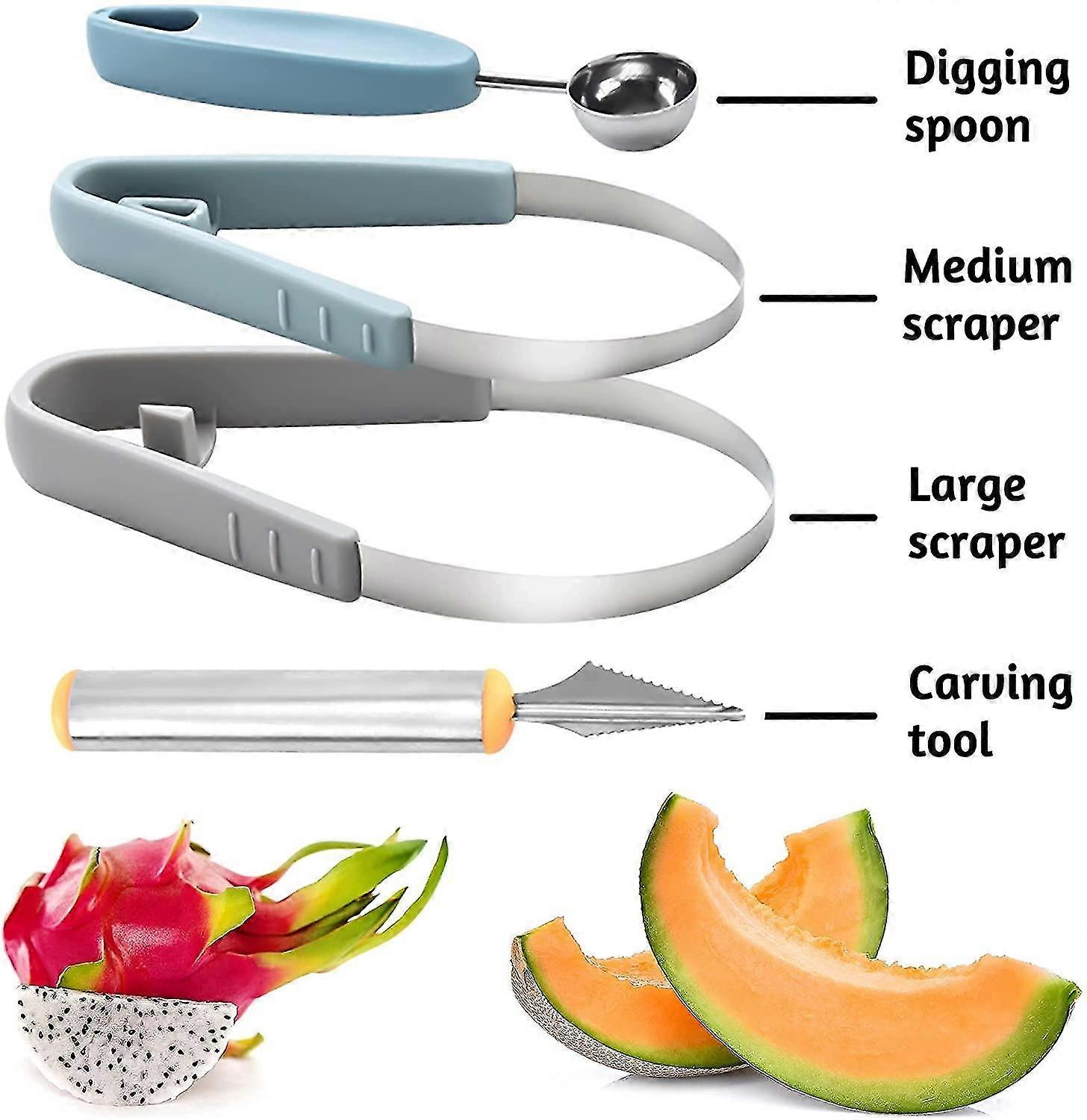 Xceedez Stainless Steel Melon Spoon, Fruit Carving Knife, Multifunctional Fruit Peeler Reuse ...