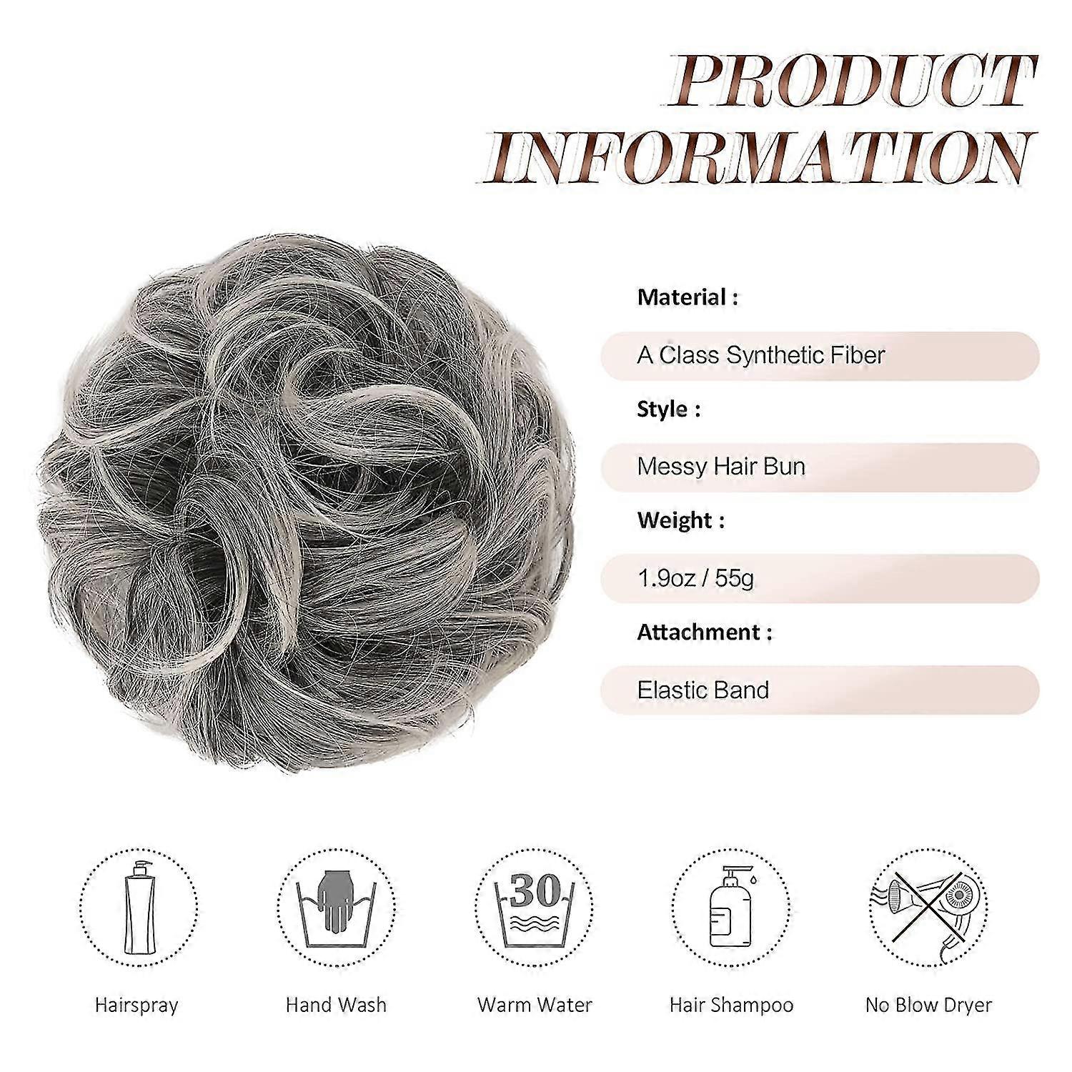 Messy Bun Hair Piece Large Gray Hair Bun Scrunchies Extensions ...