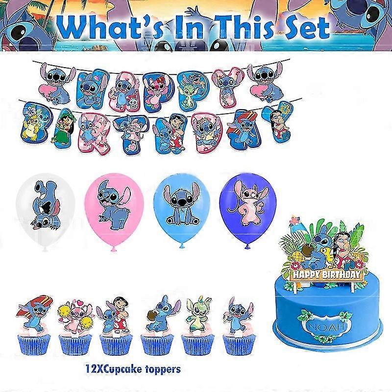 Kids Boys Girls Lilo & Stitch Theme Happy Birthday Decoration Balloons ...