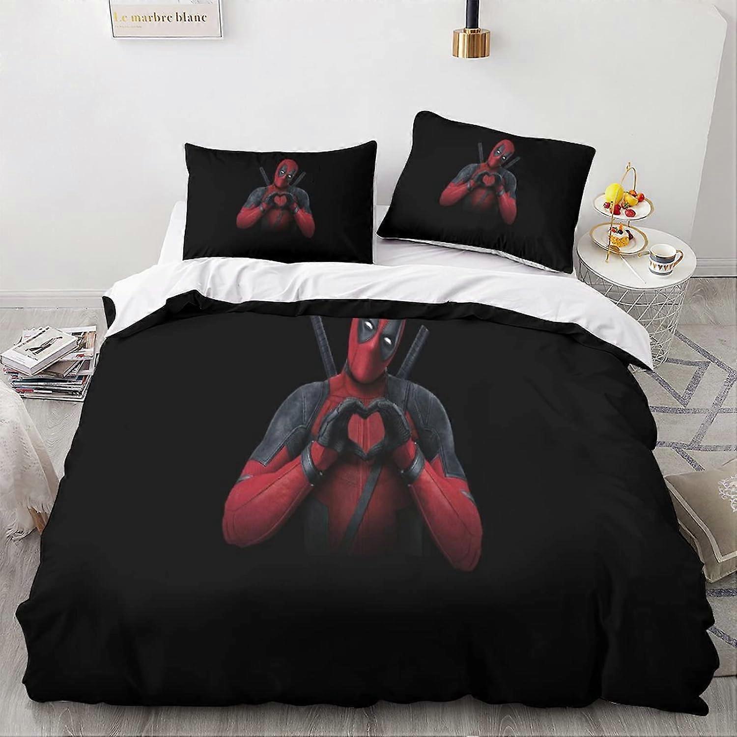 Deadpool Duvet Cover 3 Pieces, 3D Bedding Set with Zipper Microfiber ...